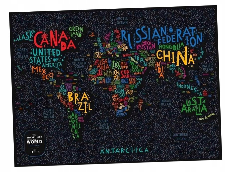 Plakat MAPA ZDRAPKA ŚWIAT TRAVEL MAP LETTERS W bez ramy 80 x 60 cm ...