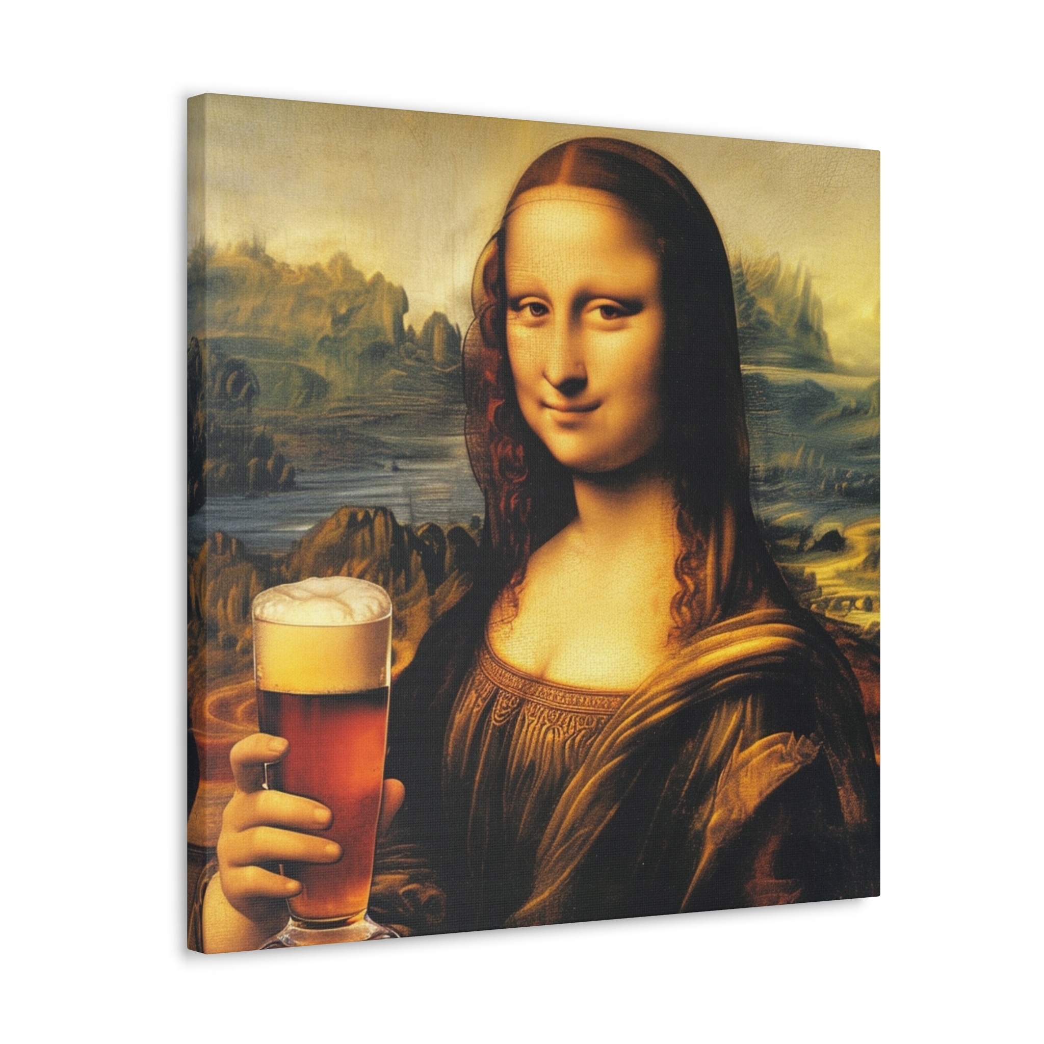 Obraz na płótnie MONA LISA Z PIWEM parodia przeróbka śmieszne 90x90 ...