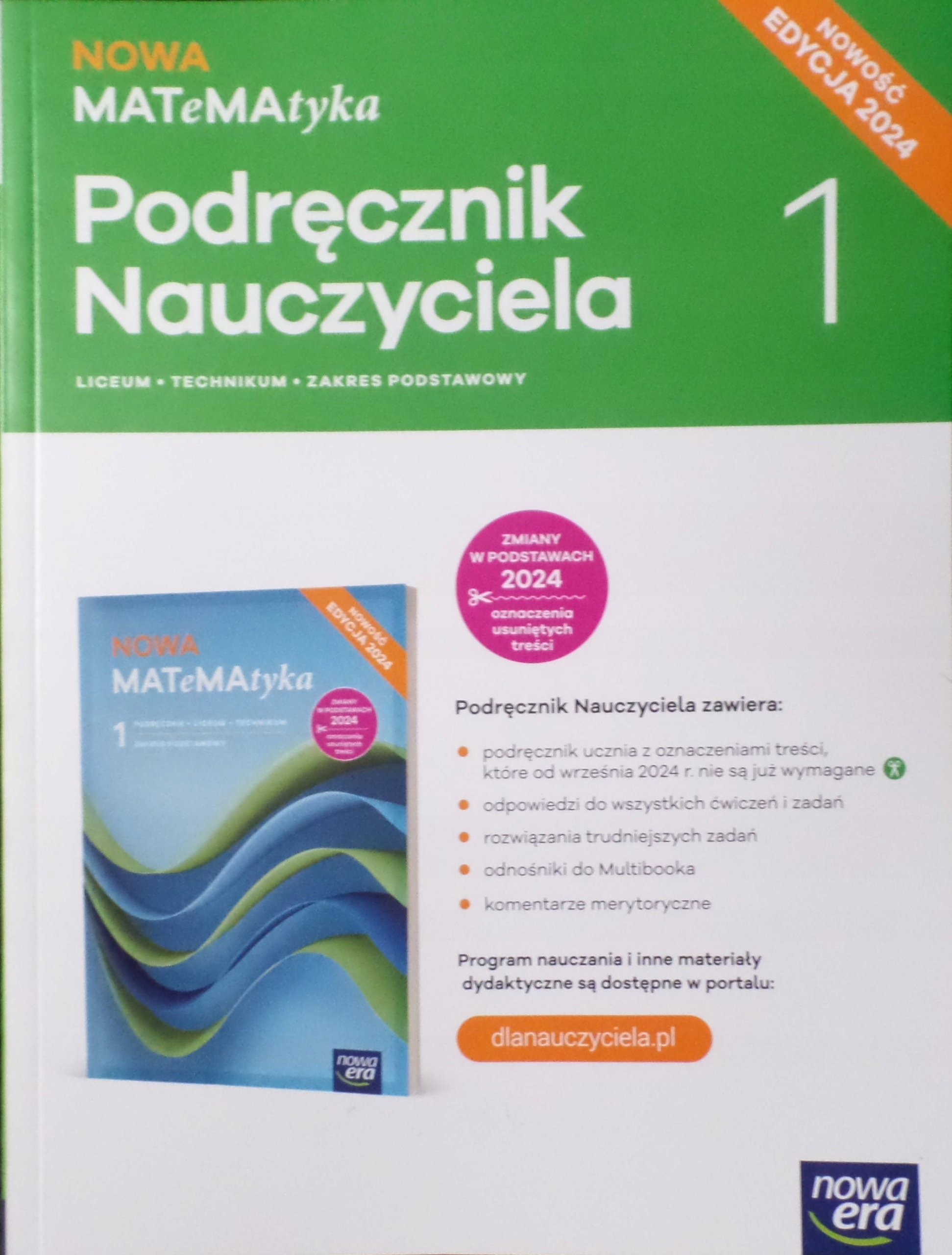 NOWA MATEMATYKA KLASA 1 NOWA ERA ksiązka nauczyciela 2024 nowa edycja Praca zbiorowa ...