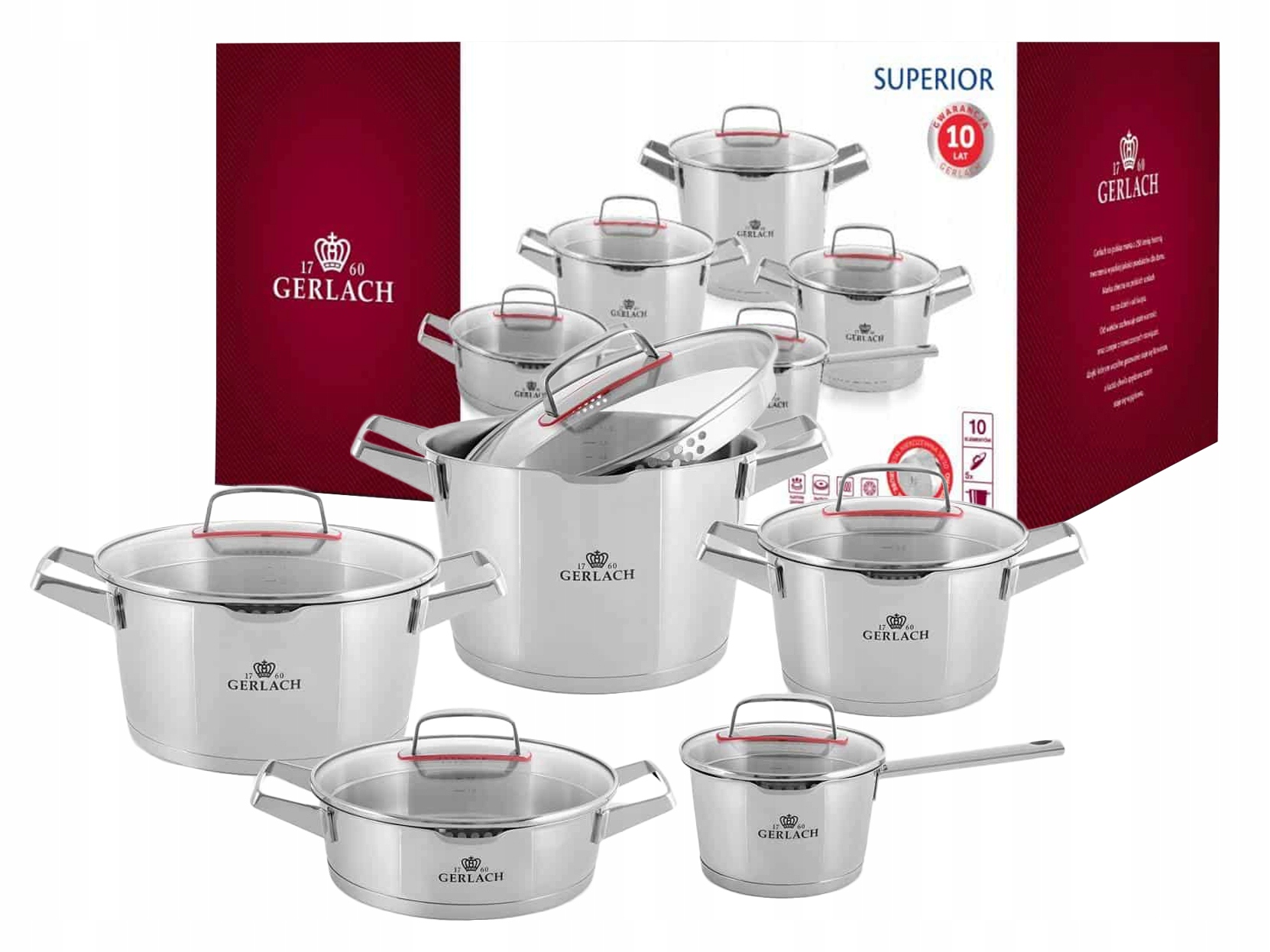 Gerlach SUPERIOR Zestaw garnków indukcja 10l gwar (5901035504165 ...