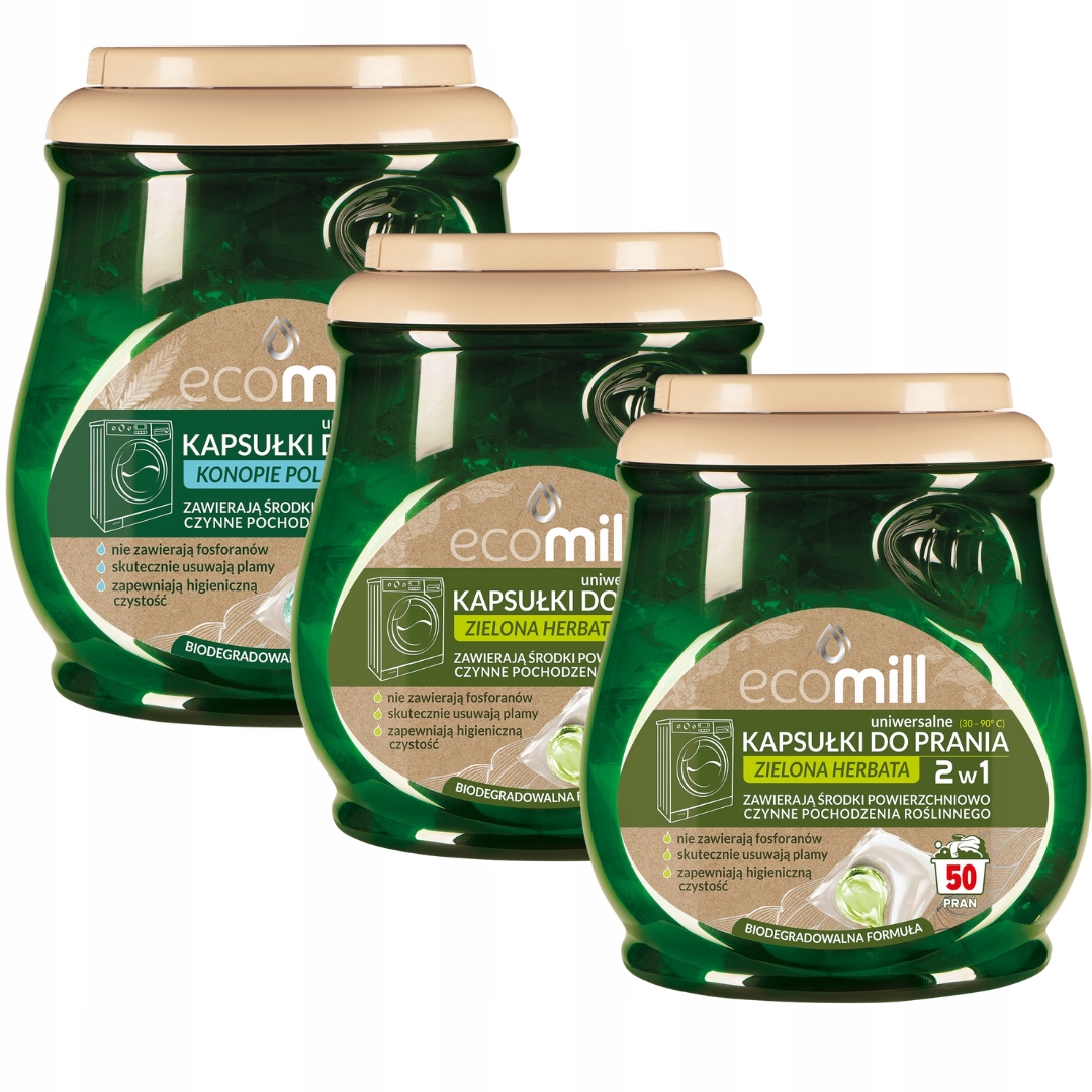 ECOMILL kapsułki do prania do kolorowych i białych tkanin Zestaw 150 ...