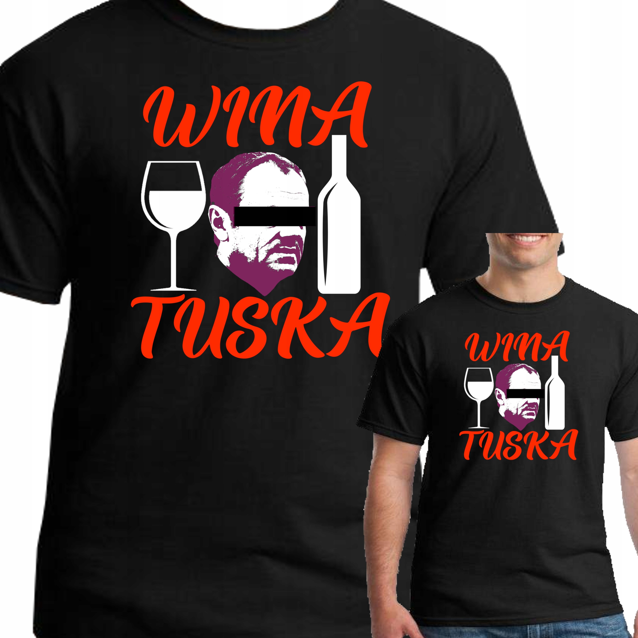 KOSZULKA WINA TUSKA ANTY PIS HUMOR XL 2079 CZARNA 13153134798 - Allegro.pl