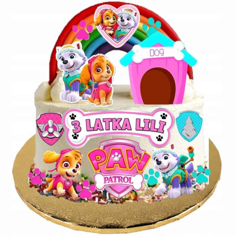 OPŁATEK NA TORT ZESTAW POSTACIE PSI PATROL SKYE EVEREST + TEKST • Cena ...
