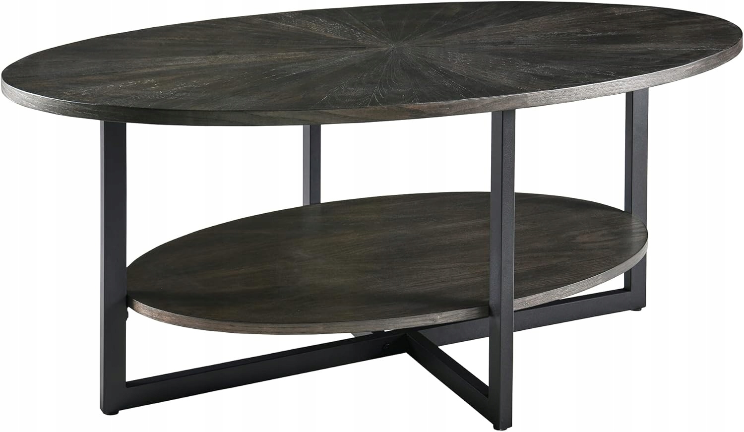 Padma House stolik kawowy okrągły 2-poziomowy drewno metal czarny ...