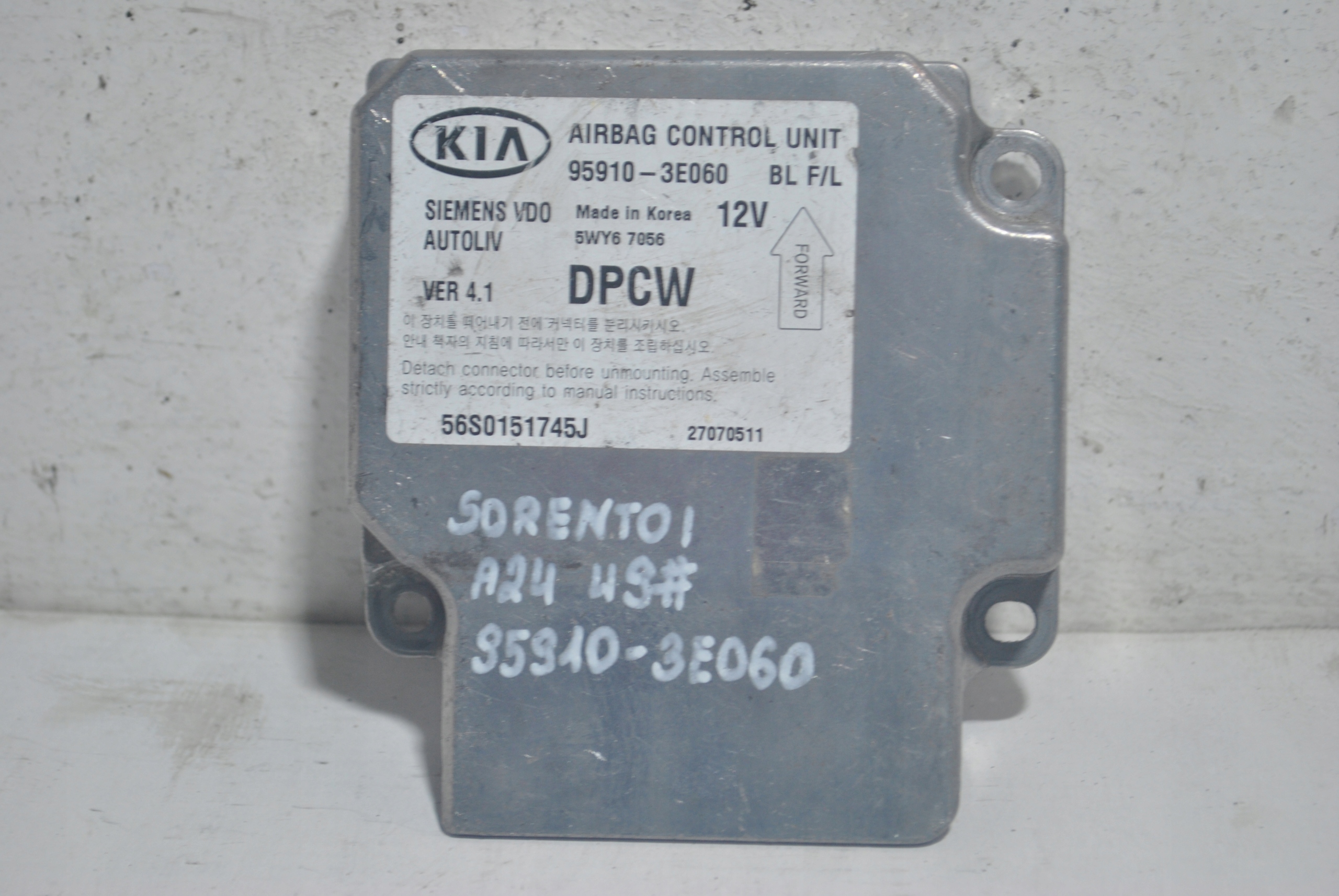 MODUŁ SENSOR AIRBAG KIA SORENTO 95910-3E060 95910-3E060 za 49 zł z ... MODUŁ SENSOR AIRBAG KIA SORENTO 95910-3E060 95910-3E060 za 49 zł z ...