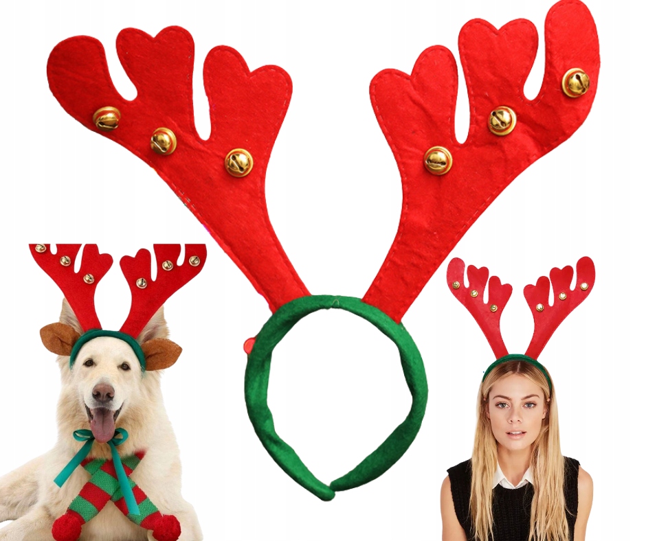ROGI RENIFERA OPASKA NA GŁOWĘ Z DZWONECZKAMI ŚWIĘTA MIKOŁAJKI ...