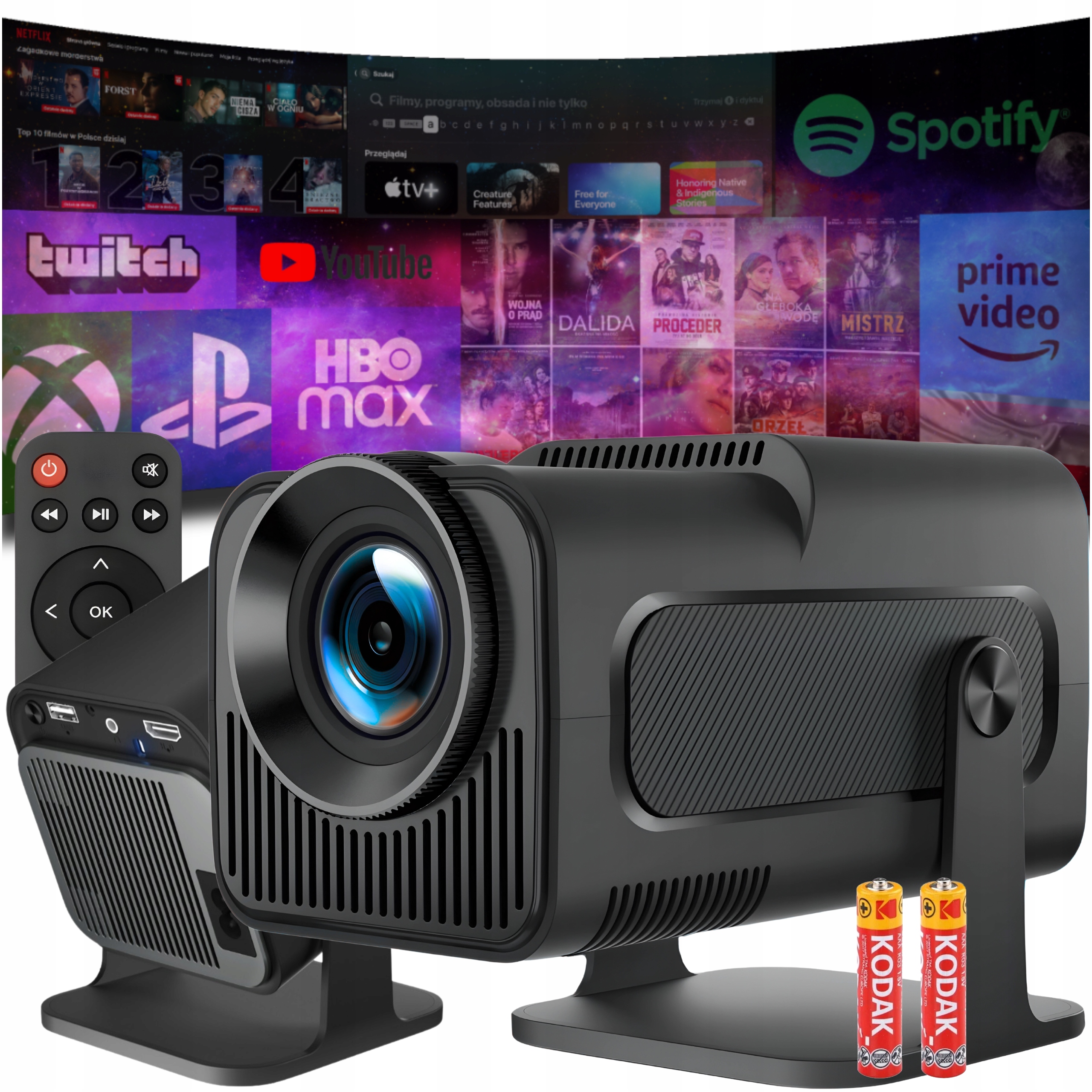 Projektor LED Heelly Projektor NETFLIX MAX AMAZON biurowy PLUS czarny ...