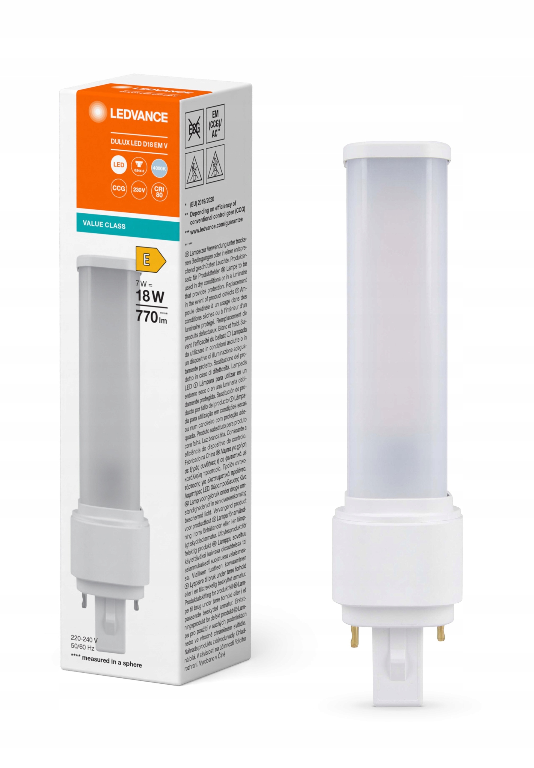 Świetlówka LED Dulux D18 7W 4000K 770lm G24d-2 Ledvance (4058075823150) • Cena, Opinie • Źródła ...