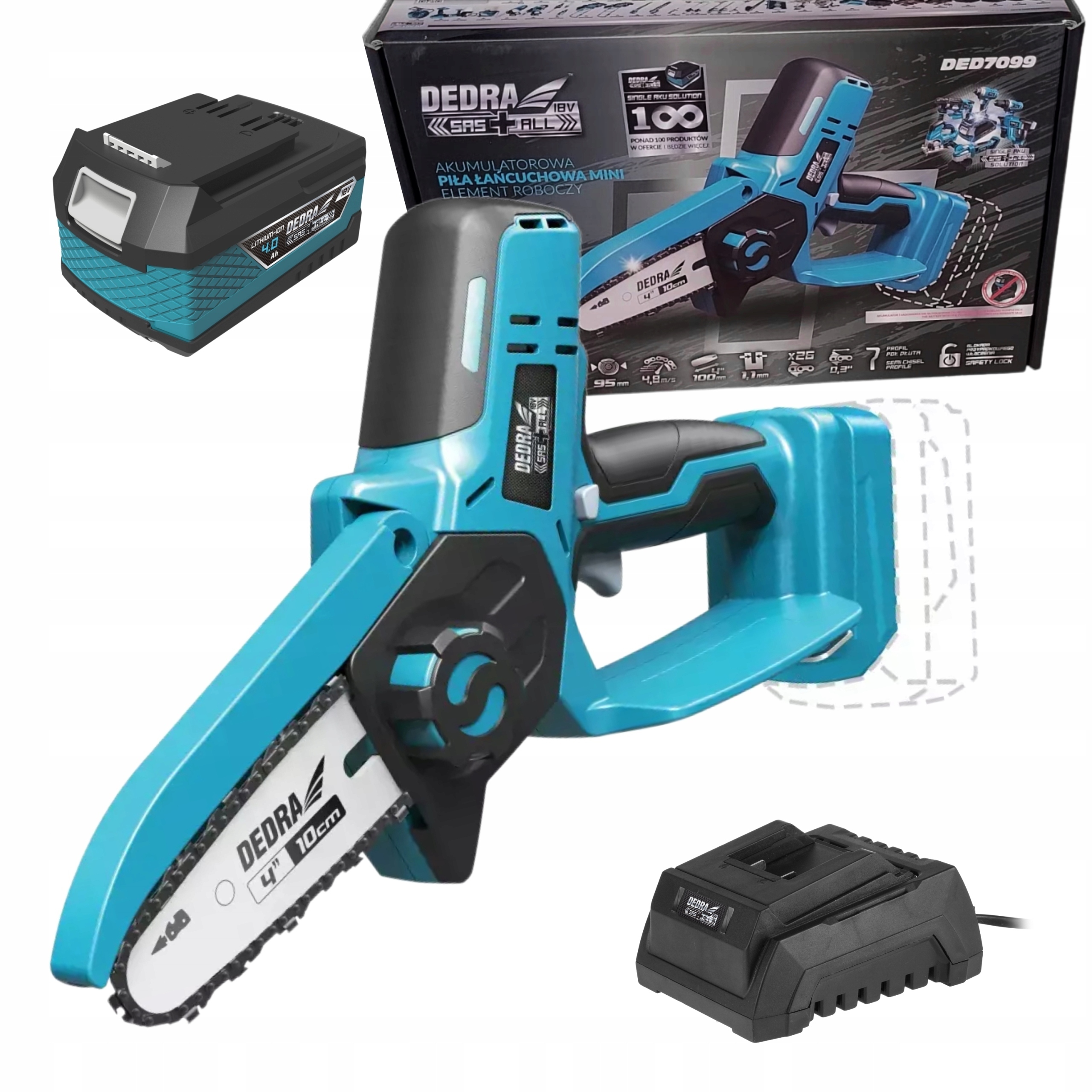 DEDRA AKUMULATOROWA PILARKA ŁAŃCUCHOWA PIŁA 4' 4Ah (5902628709905 ...