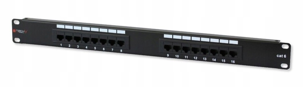 Patch panel 1U UTP 16xR J45 Cat.6, czarny - Sklep, Opinie, Cena w Allegro