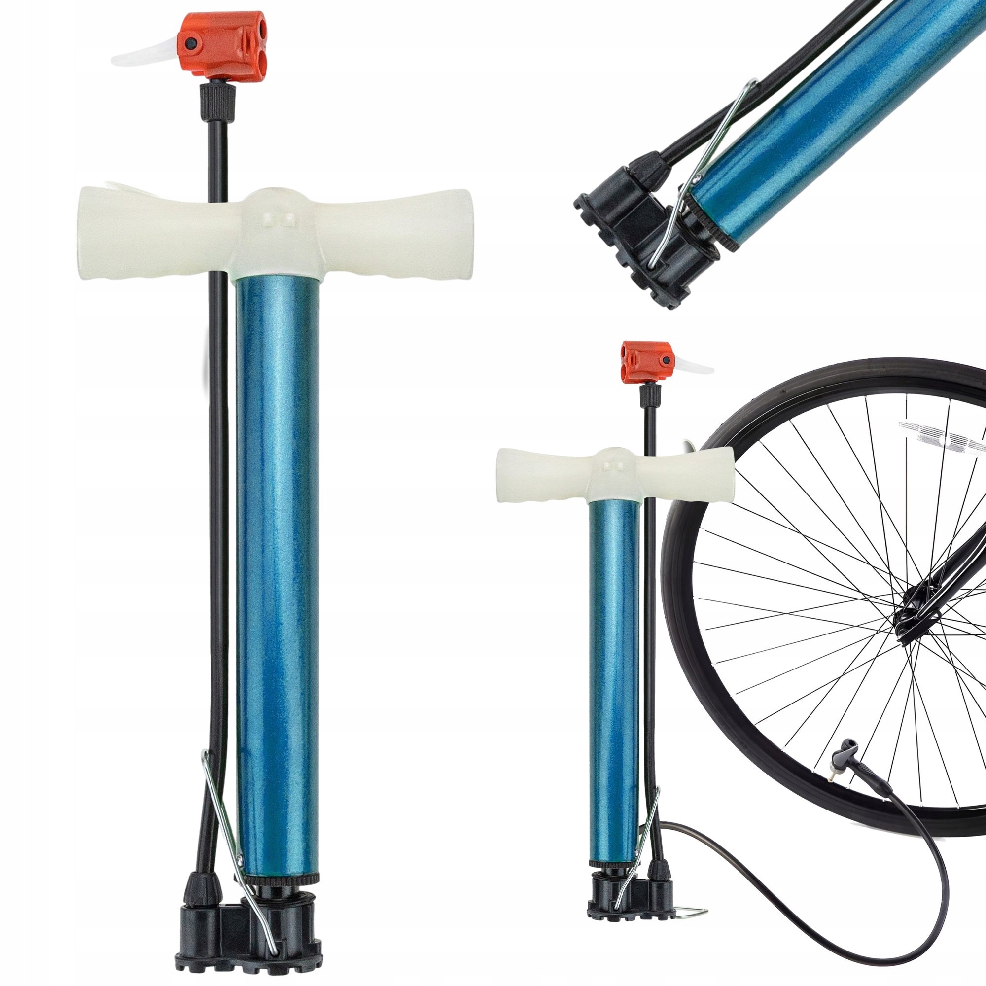 POMPKA ROWEROWA Z WĘŻYKIEM PODŁOGOWA NOŻNA ROWEROWA METALOWA DO ROWERU ...