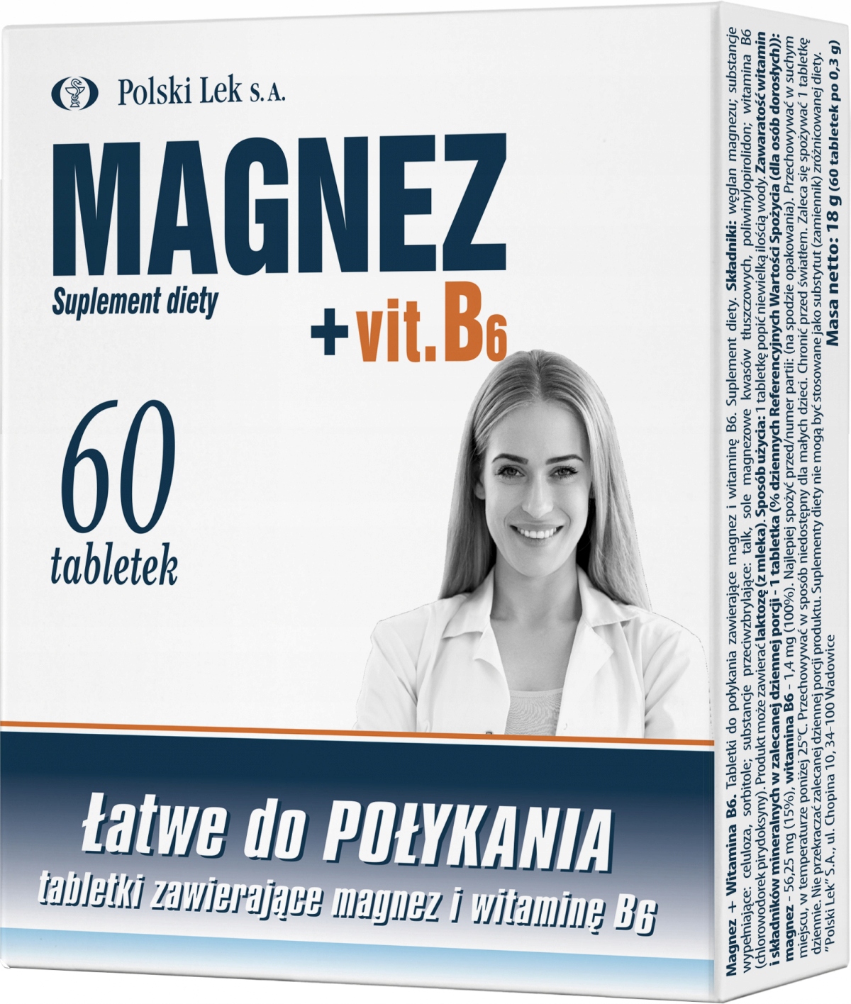 Magnez + Witamina B6 łatwe do połykania 60 tabletek 14577005091 - Allegro.pl