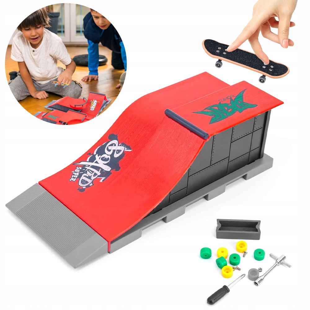 SKATEBOARD PRSTY DESKA DŘEVO MINI + RAMPA SKATE NA PRACOVNÍ PLOŠE PRO ...