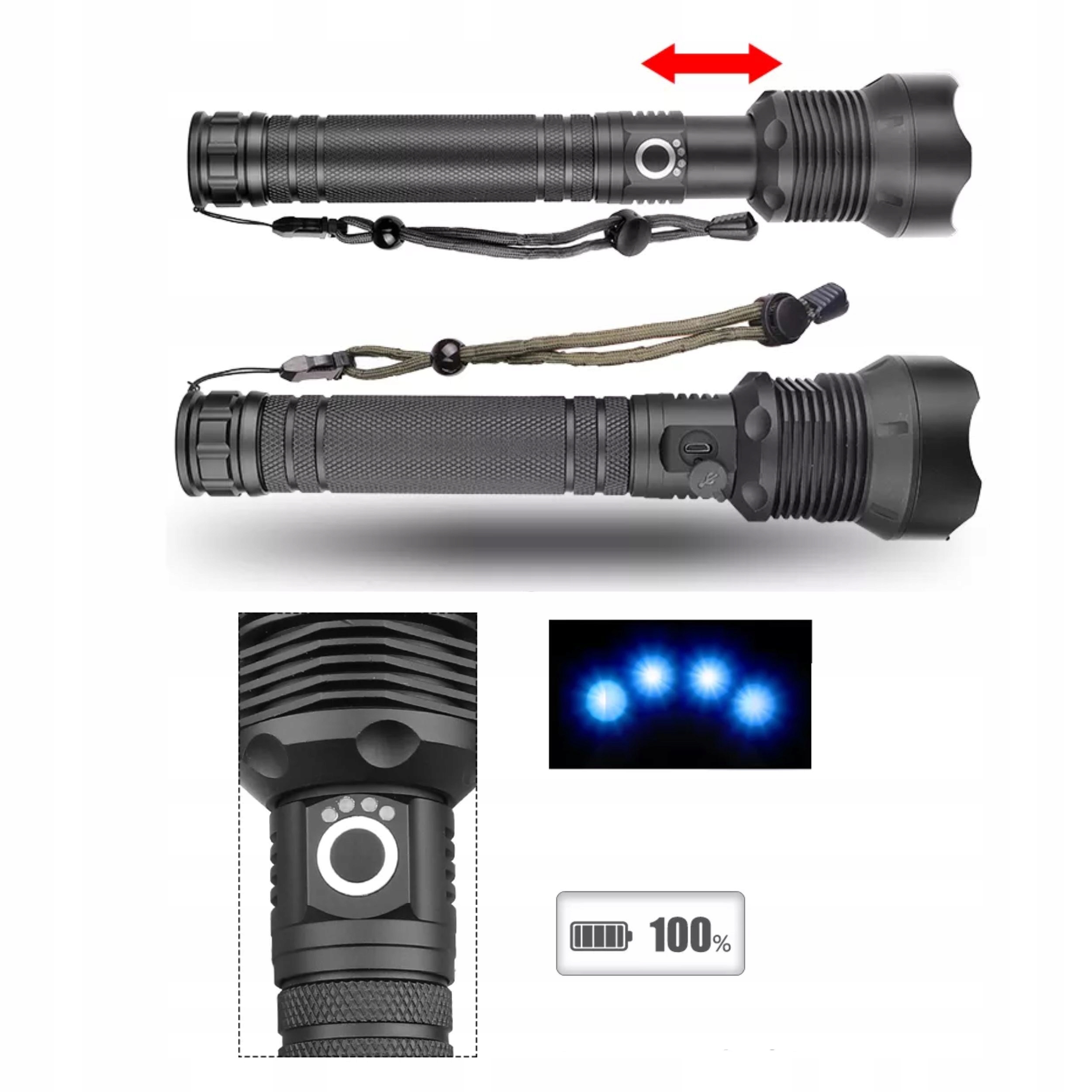 Latarka wielofunkcyjna GERTECH 2000 lm LED • Cena, Opinie - Allegro