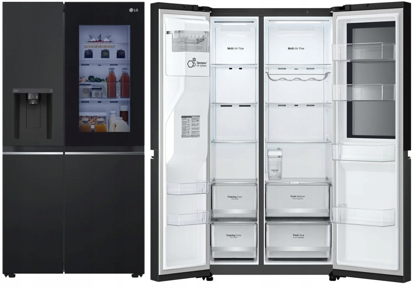 Lodówka LG GSGV80EPLL Side by Side No Frost 179cm Czarna Kostkarka ...