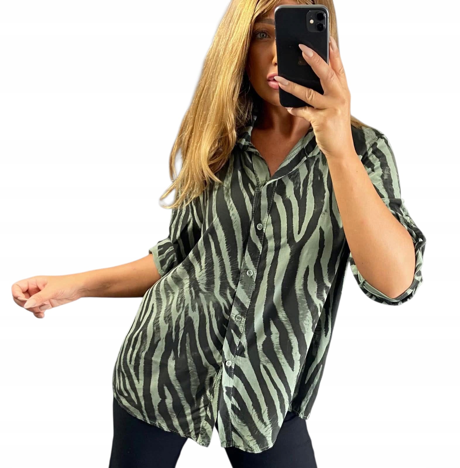 Genesy koszula damska rękaw 3/4 zwierzęcy zielony U207 rozmiar 44 (5906228439996) • Cena, Opinie ...