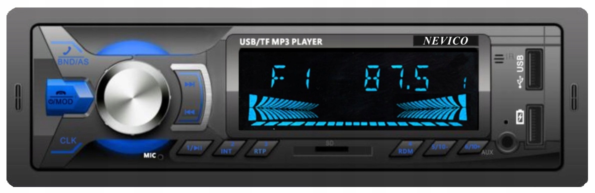 RADIO SAMOCHODOWE BLUETOOTH 1DIN 4x50W PILOT USB MP3 AUX SD RDS ...