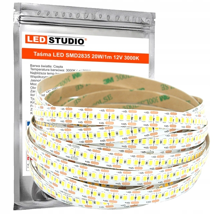 SUPER MOCNA Taśma LED 20w/m 2835 IP20 1200 1mb (5904858924400) • Cena ...
