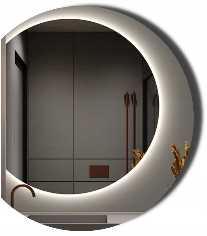 LUSTRO OKRĄGŁE ZE ŚCIĘTYM BOKIEM LED PÓŁOKRĄGŁE 110 cm WODOODPORNE LEDY ...