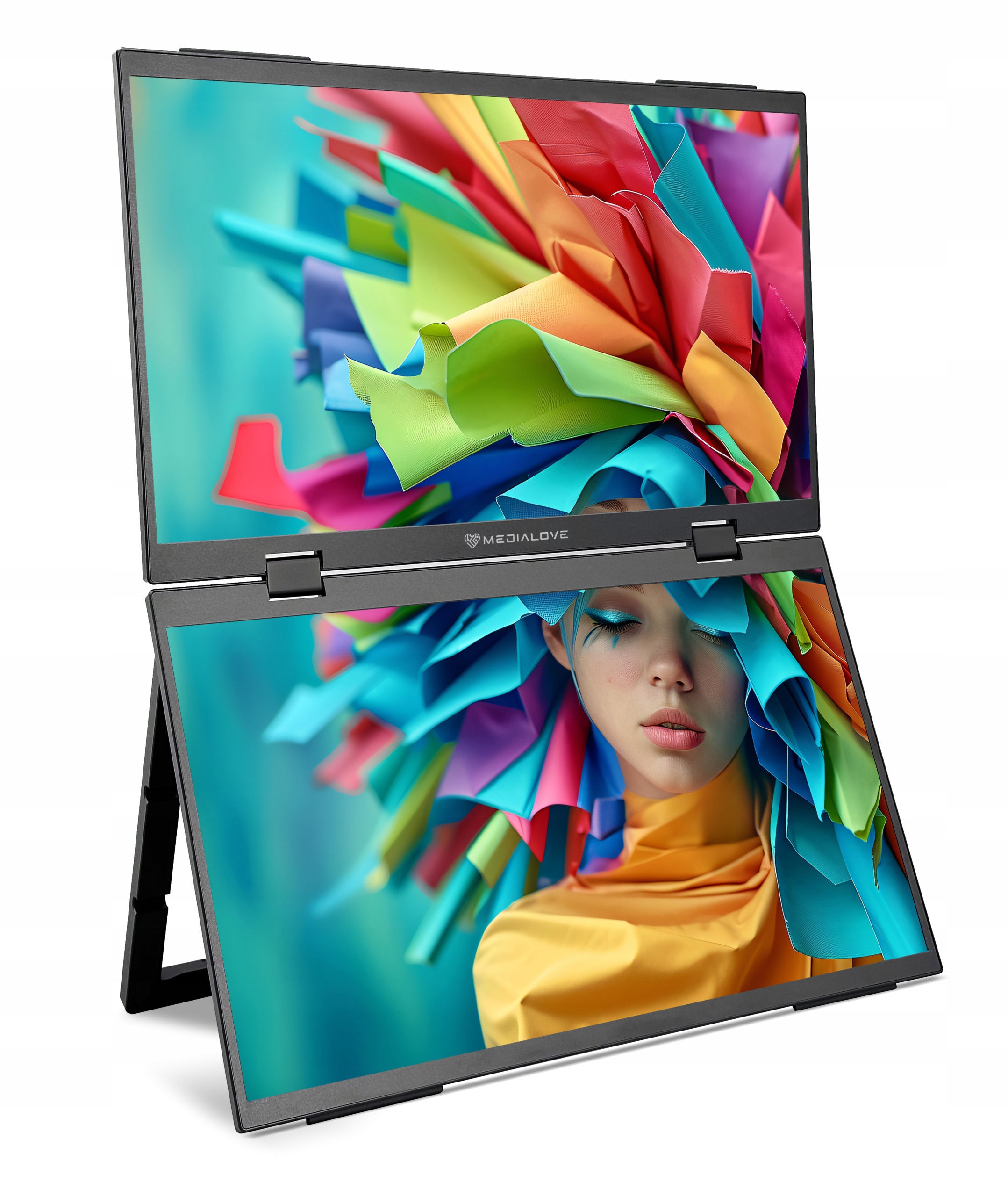 PODWÓJNY PRZENOŚNY LED MONITOR DO TELEFONU LAPTOPA 15,6 CALI SKŁADANY ...