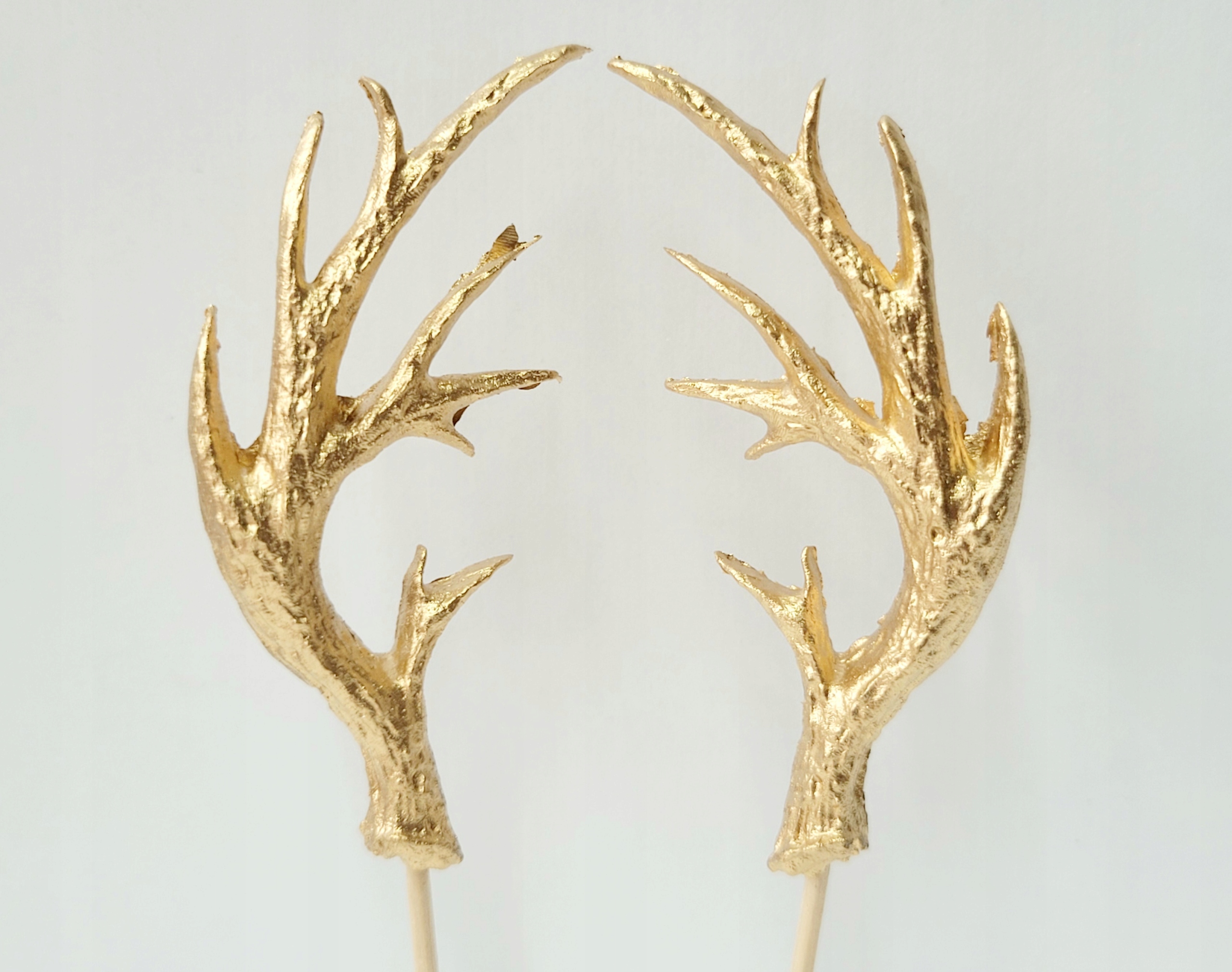 Małe złote Poroże cukrowe rogi jeleń ozdoba cukrowa na tort z masy ...