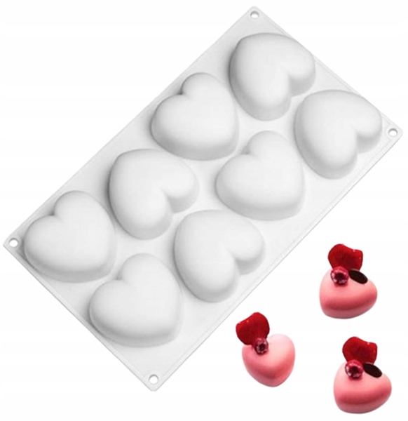 SILIKONOVÁ FORMA NA MONOPORCE SRDCE 8 KS NA DEZERTY MUFFINŮ SRDÍČKA za ...