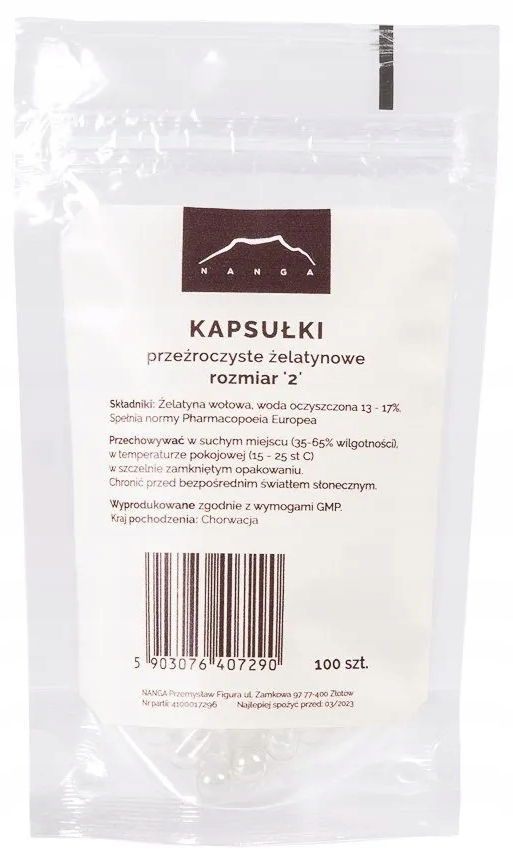 Nanga PUSTE KAPSUŁKI ŻELATYNOWE 100szt ROZMIAR 2 14092453341 - Allegro.pl Nanga PUSTE KAPSUŁKI ŻELATYNOWE 100szt ROZMIAR 2 14092453341 - Allegro.pl