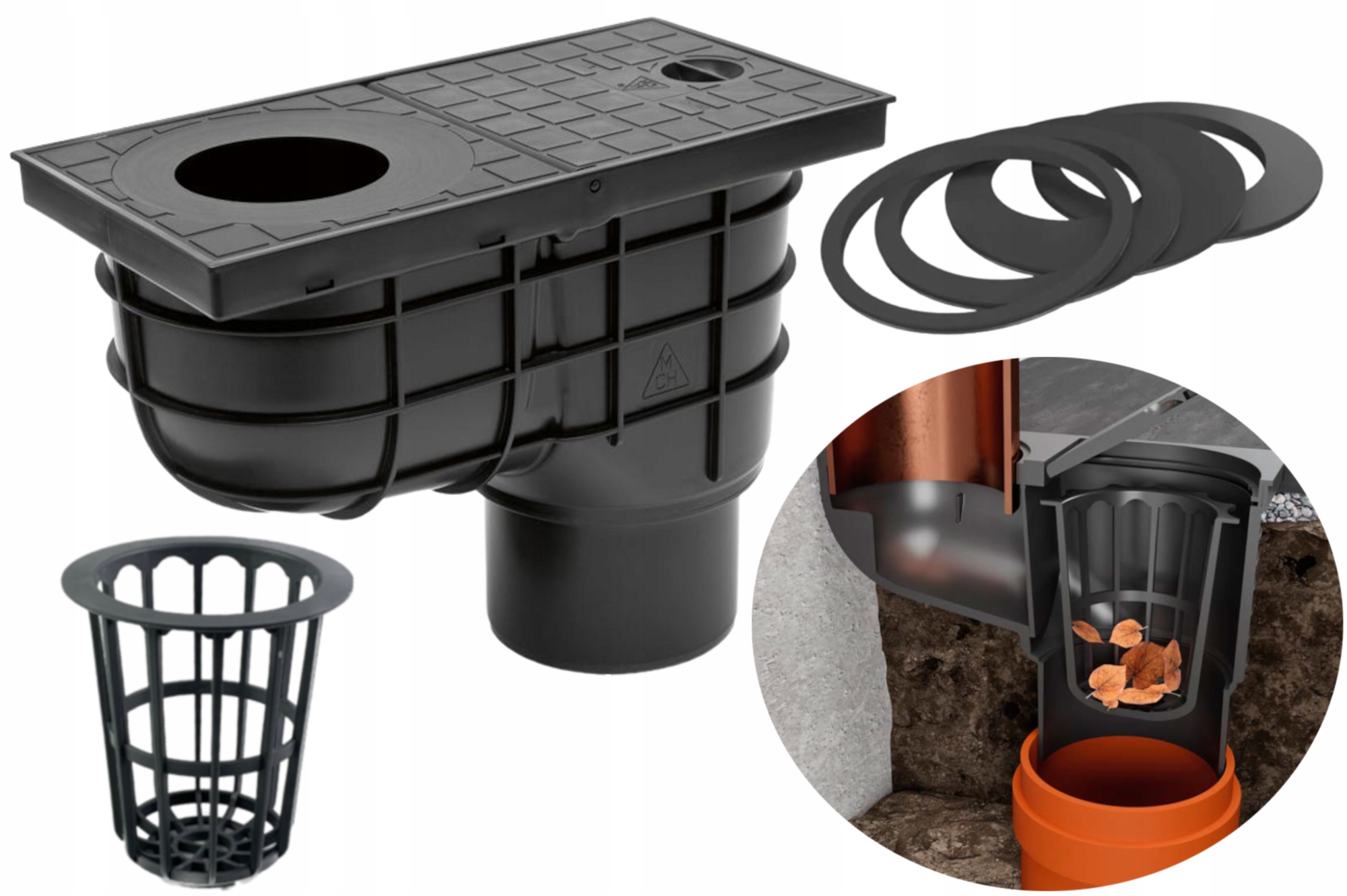 Osadnik rynnowy Chudej 110 mm czarny do rynien 75, 80, 90, 100, 110 ...