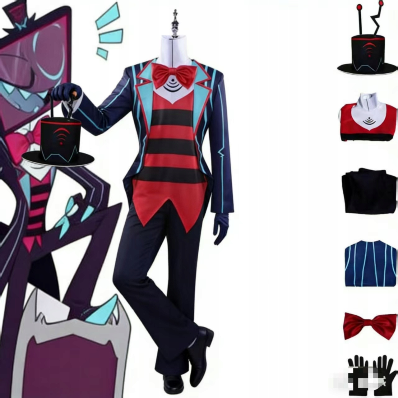 Cosplay Anime Hazbin Hotel Vox Strój Kostium • Cena, Opinie - Allegro