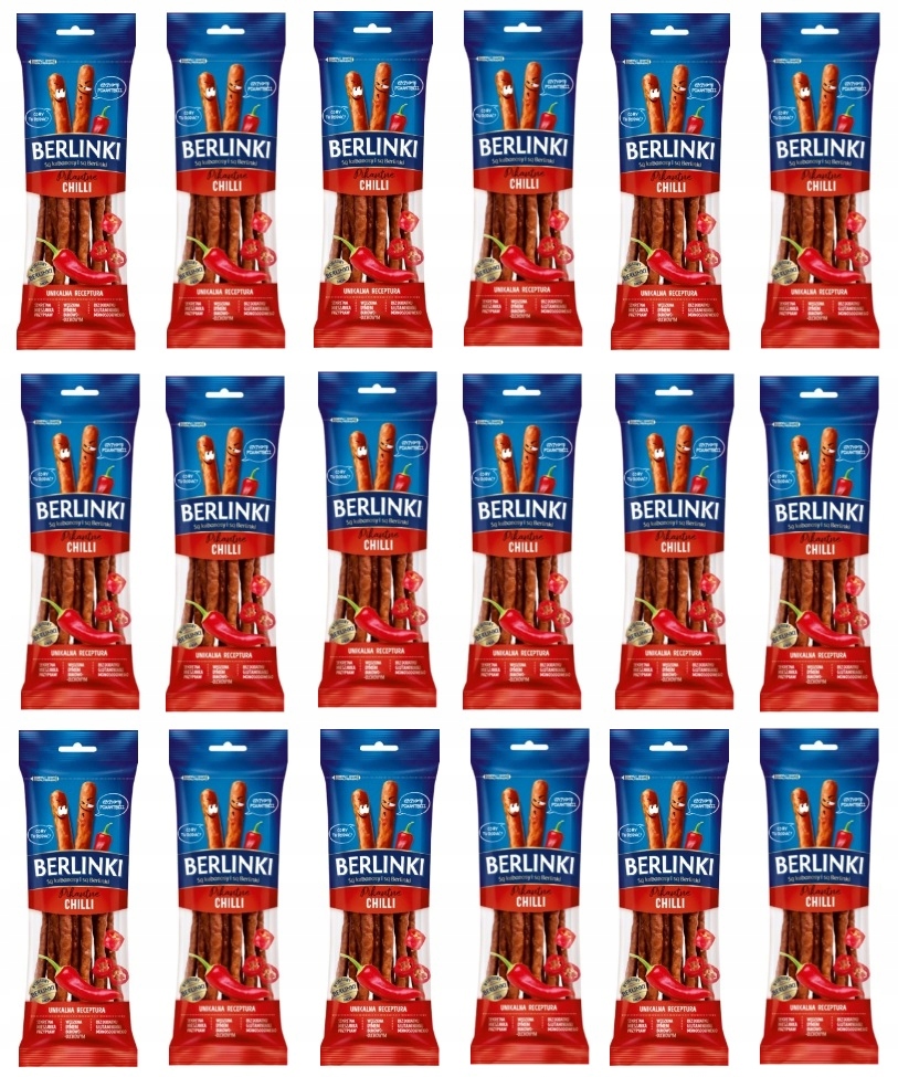 18x 85g BERLINKI kabanosy Pikantne Chilli KARTON (5901784165853) • Cena ...
