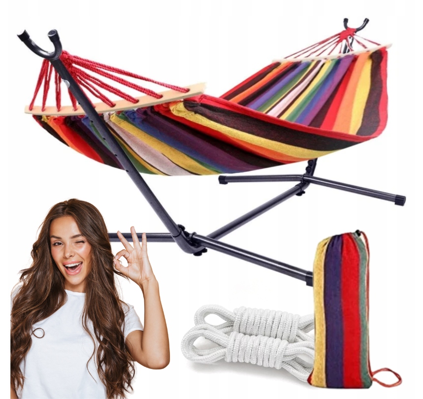 Hamak z drążkiem wielokolorowy 200 kg 260 x 150 (5906162141900) • Cena ...
