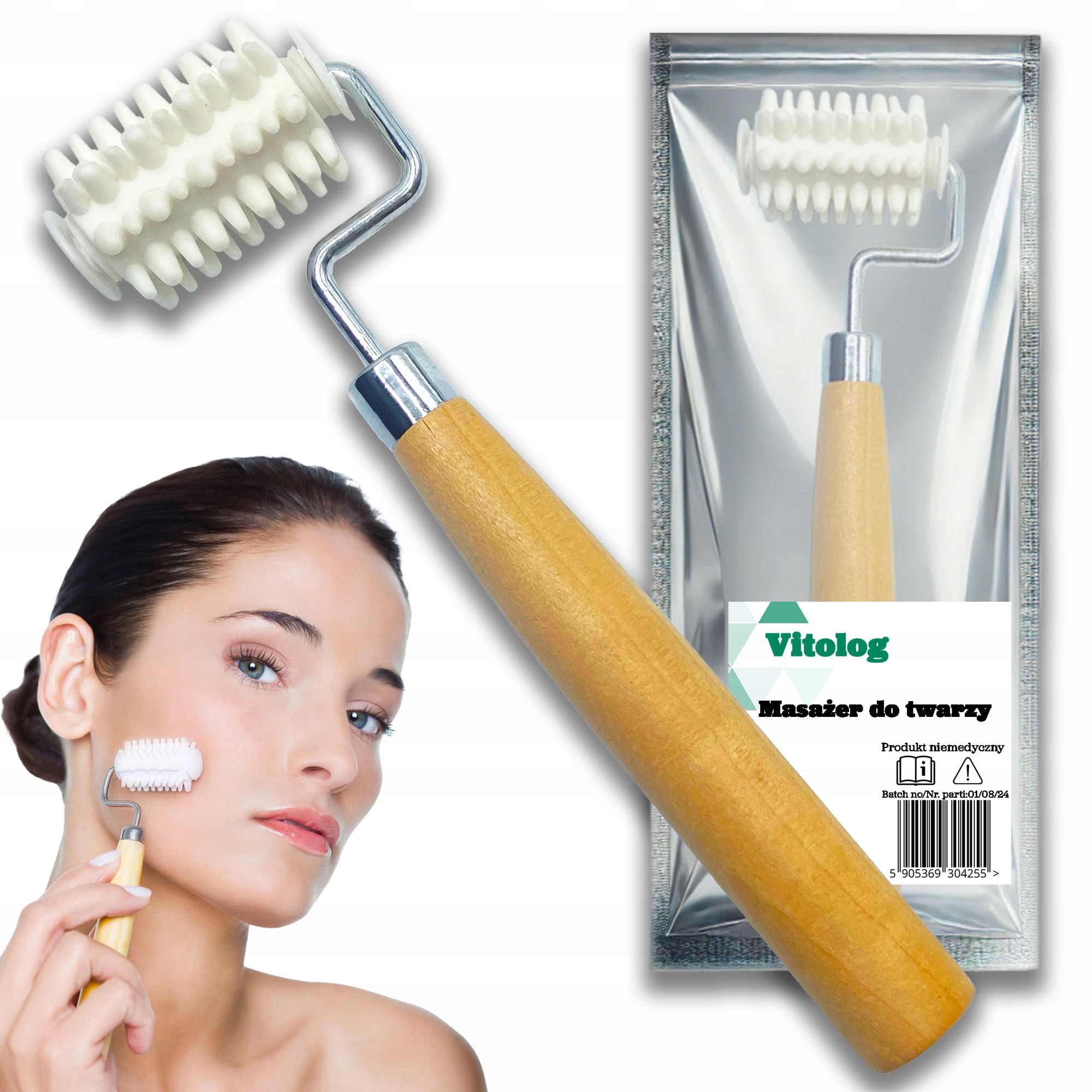 Masażer do Twarzy Wałek Rolka Roller Wałeczek Urządzenie Masażu ...