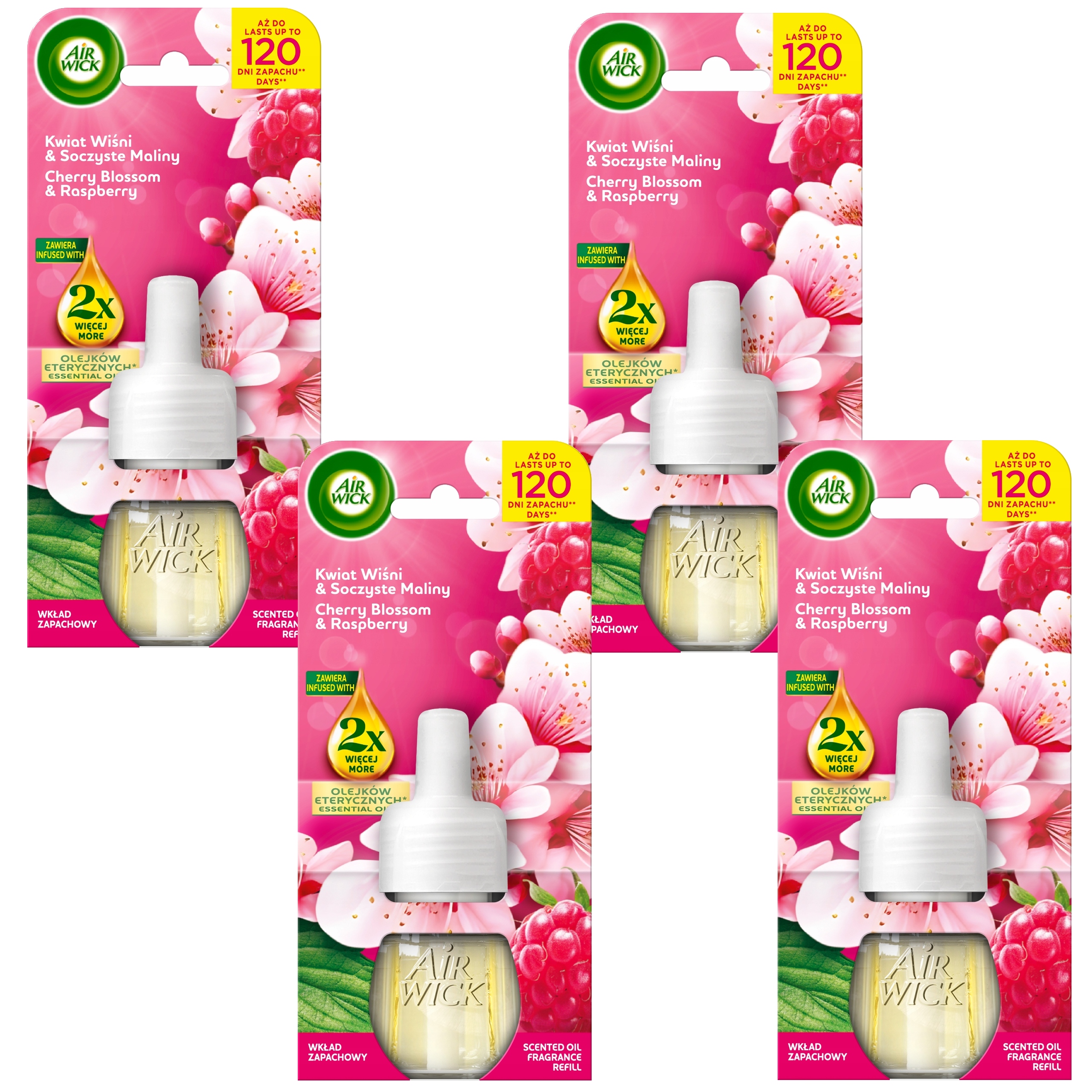 AIR WICK WKŁADY DO ODŚWIEŻACZA KWIAT WIŚNI SOCZYSTE MALINY 4X 19ML (5903818523035) • Cena ...