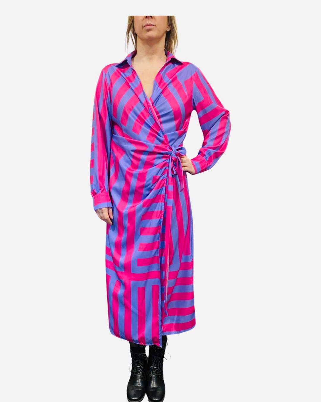 VG LUXUSNÍ ŠATY ITALSKÉ VÝROBY MADE IN ITALY RŮŽOVO-FIALOVÉ XL 42 ...