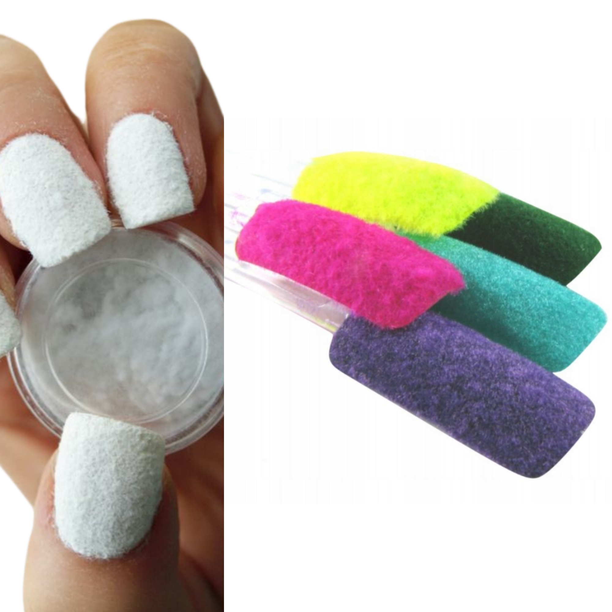 ZAMSZ NA PAZNOKCIE FLUFFY NAILS EFEKT FLOCK AKSAMIT OZDOBA W SŁOICZKU ...