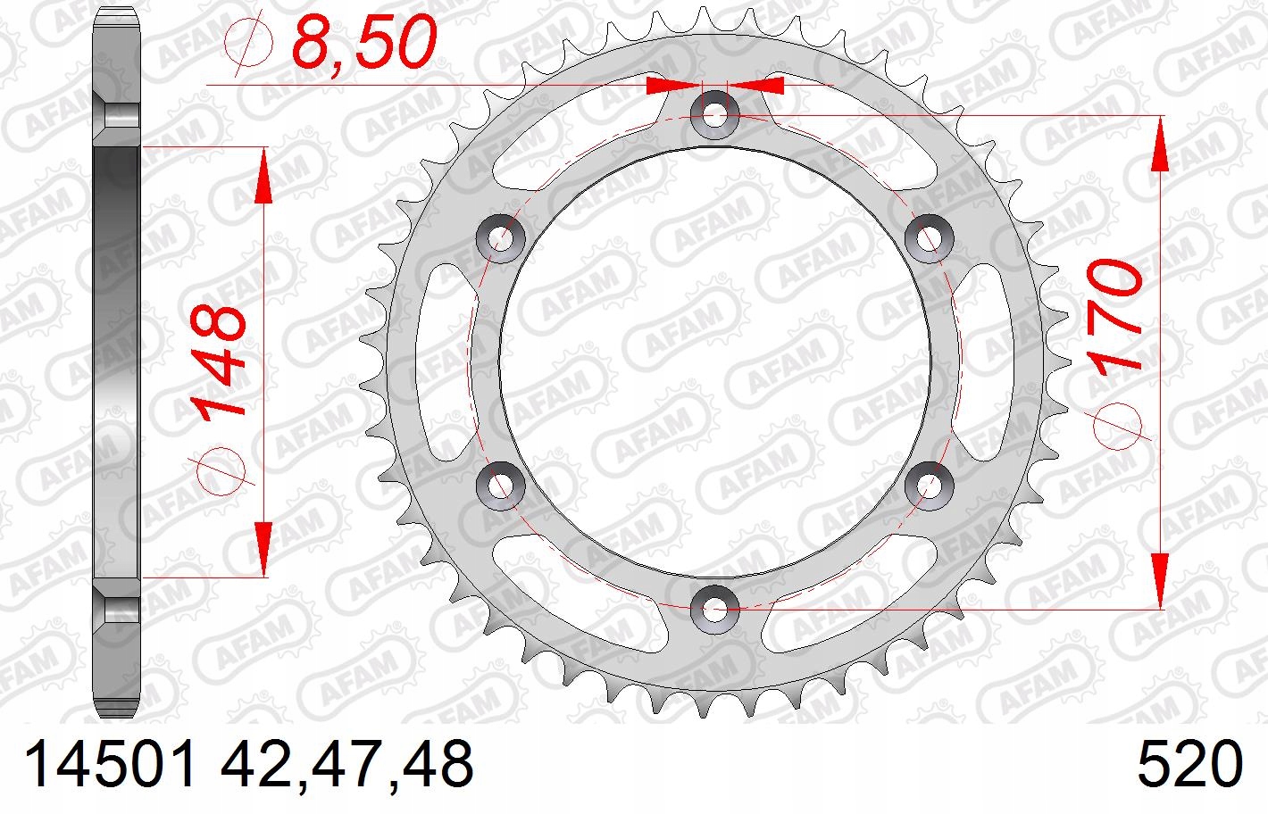 AFAM HÁTSÓ FOGASKERÉK #520 42 FOGAK SUZUKI TS 250 X za 10415.00HUF-ért ...