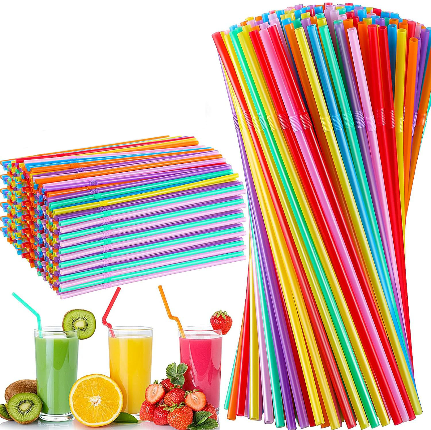 SŁOMKI RURKI DO PICIA ŁAMANE PLASTIKOWE JEDNORAZOWE KOLOROWE ZESTAW ...