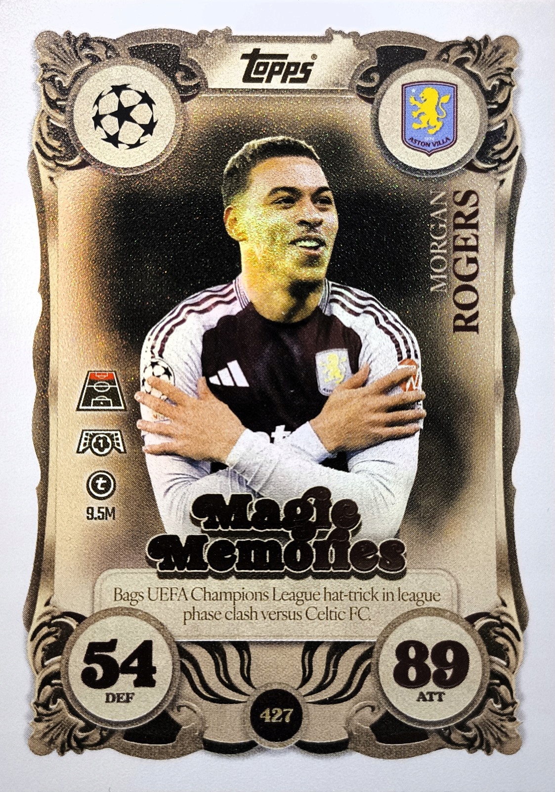 TOPPS MATCH ATTAX 2025/26 2026 MAGIC MEMORIES 427 MORGAN ROGERS ASTON ...