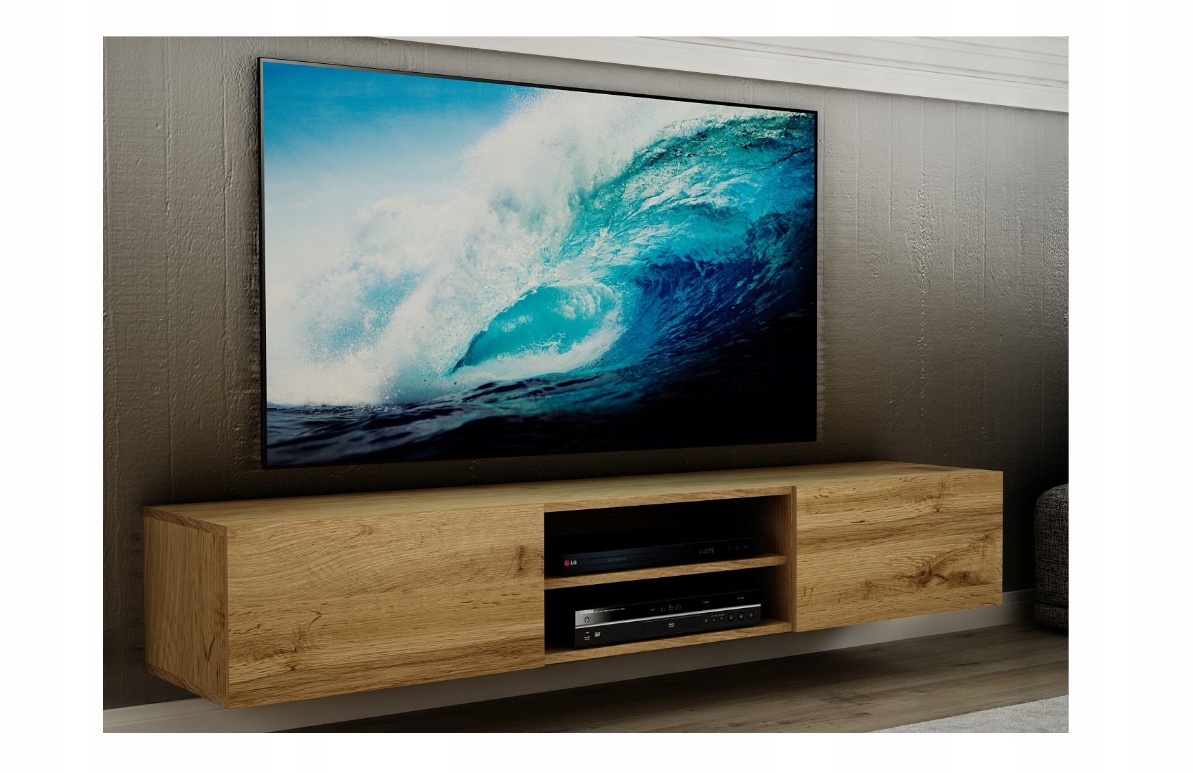 SZAFKA WISZĄCA RTV 140 CM DĄB WOTAN • Cena, Opinie • Szafki RTV ...