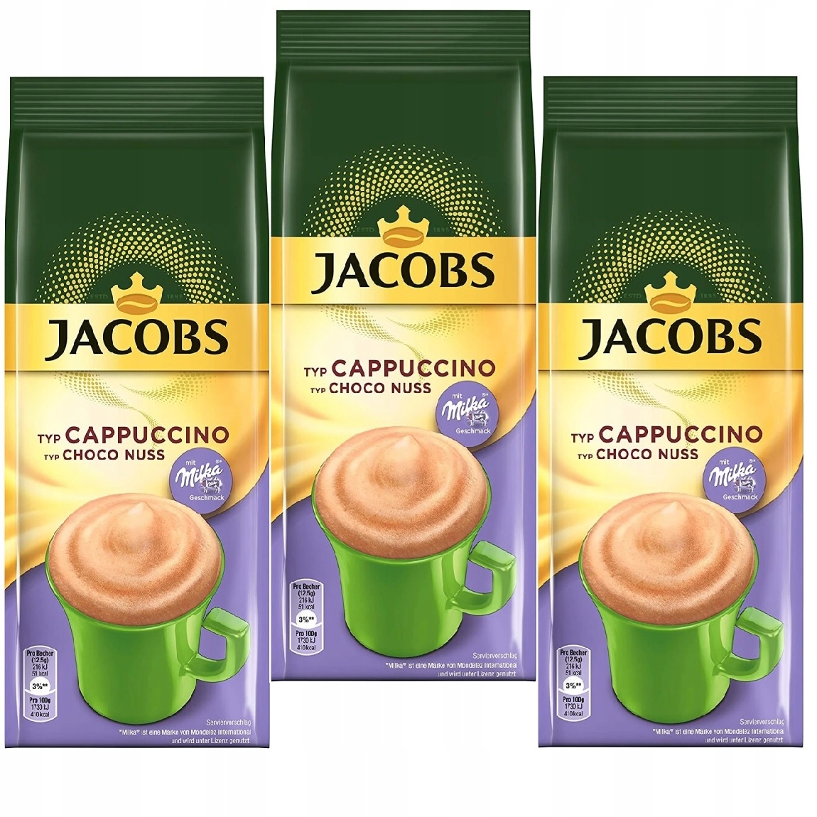 JACOBS MILKA CAPPUCCINO ORZECHOWE NUSS 3x500g 12660737864 - Allegro.pl