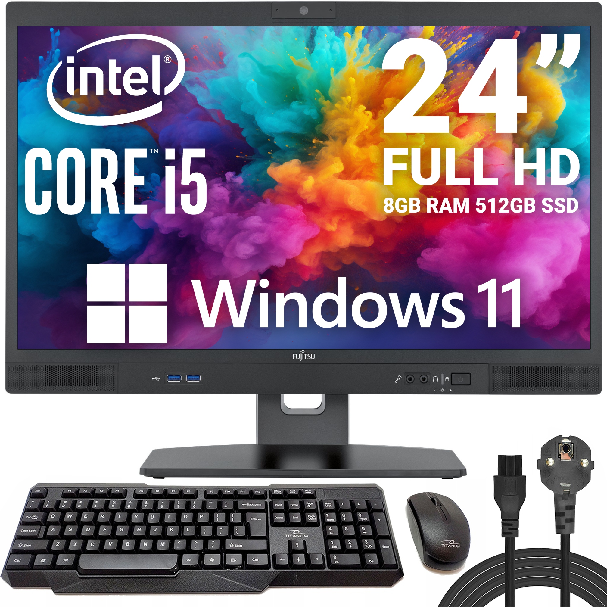 Komputer All in One Fujitsu CORE i5-9 gen 8GB RAM 512GB SSD Windows 11 ...