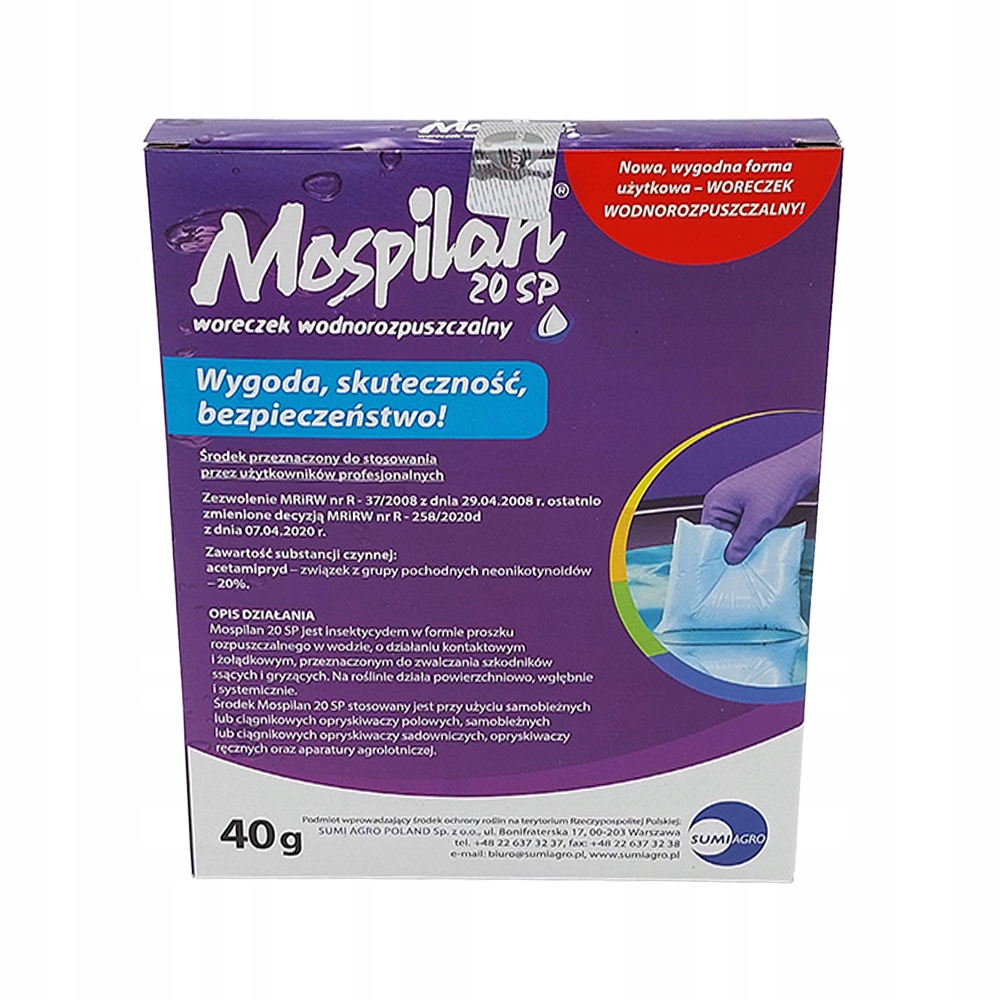 Mospilan 20 SP 40g owadobójczy mszyca stonka mączlik ćma bukszpanowa ... Mospilan 20 SP 40g owadobójczy mszyca stonka mączlik ćma bukszpanowa ...