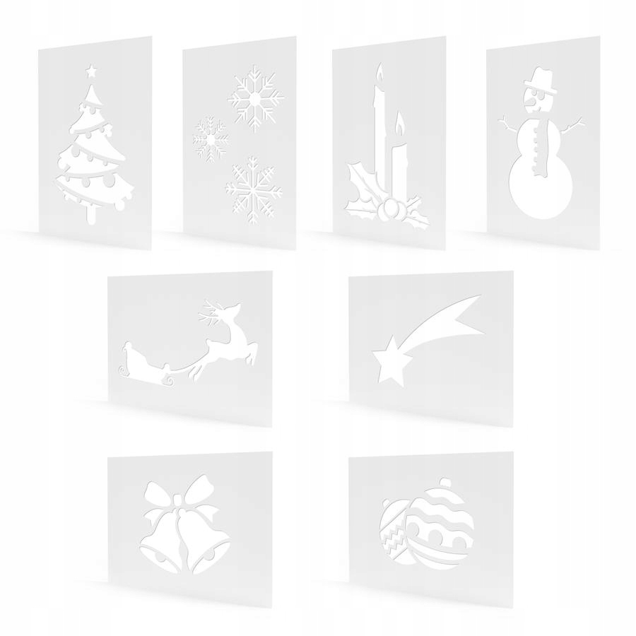 Vánoční šablony na sklo - 8 kusů pro zdobení OKIEN za 55 Kč - Allegro