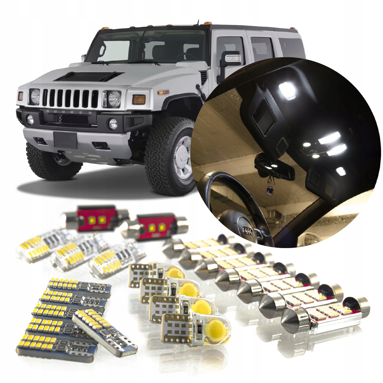 ŻARÓWKI LED HUMMER H2 - ZESTAW OŚWIETLENIE WNĘTRZA LED! VIP WYSOKA ...