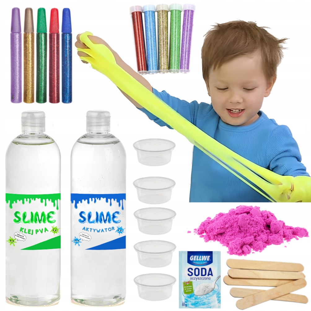 ZESTAW SLIME 8w1 KLEJ PVA DO ROBIENIA GLUTÓW 1L 12293712366 - Allegro.pl
