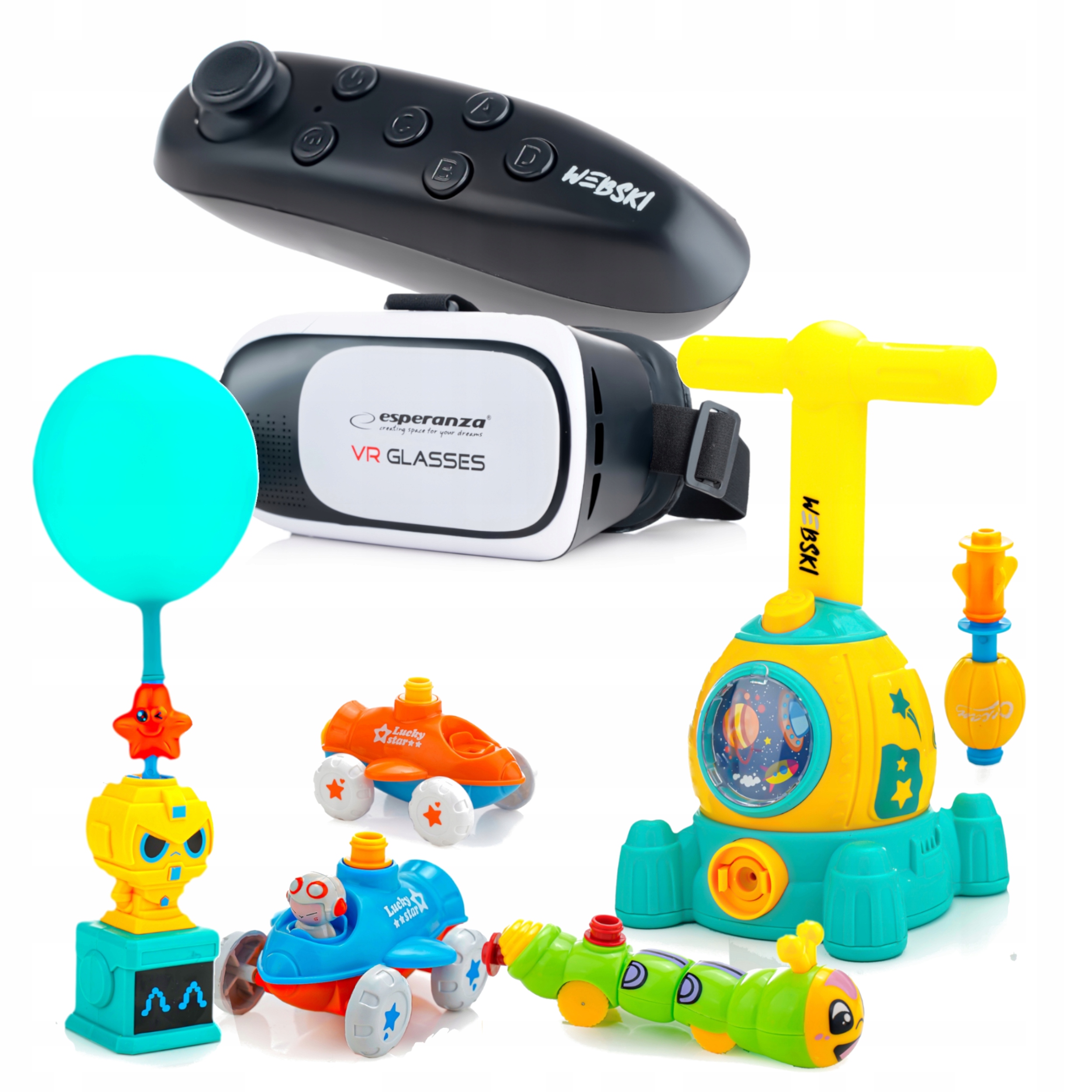 VR 3D Szemüveg 360 Fokos + Gamepad + Pneumatikus Lufi Kilövő ...