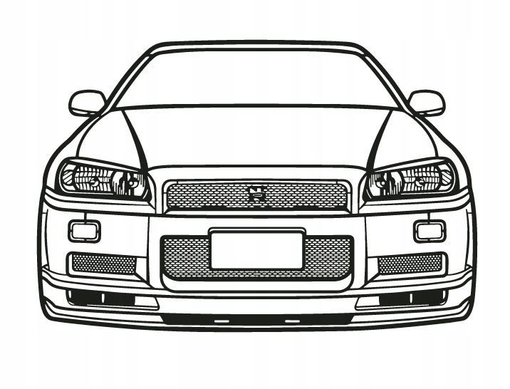 DEKORACJA ścienna Obraz Samochód NISSAN SKYLINE GT-R R34 FRONT VIEW ...