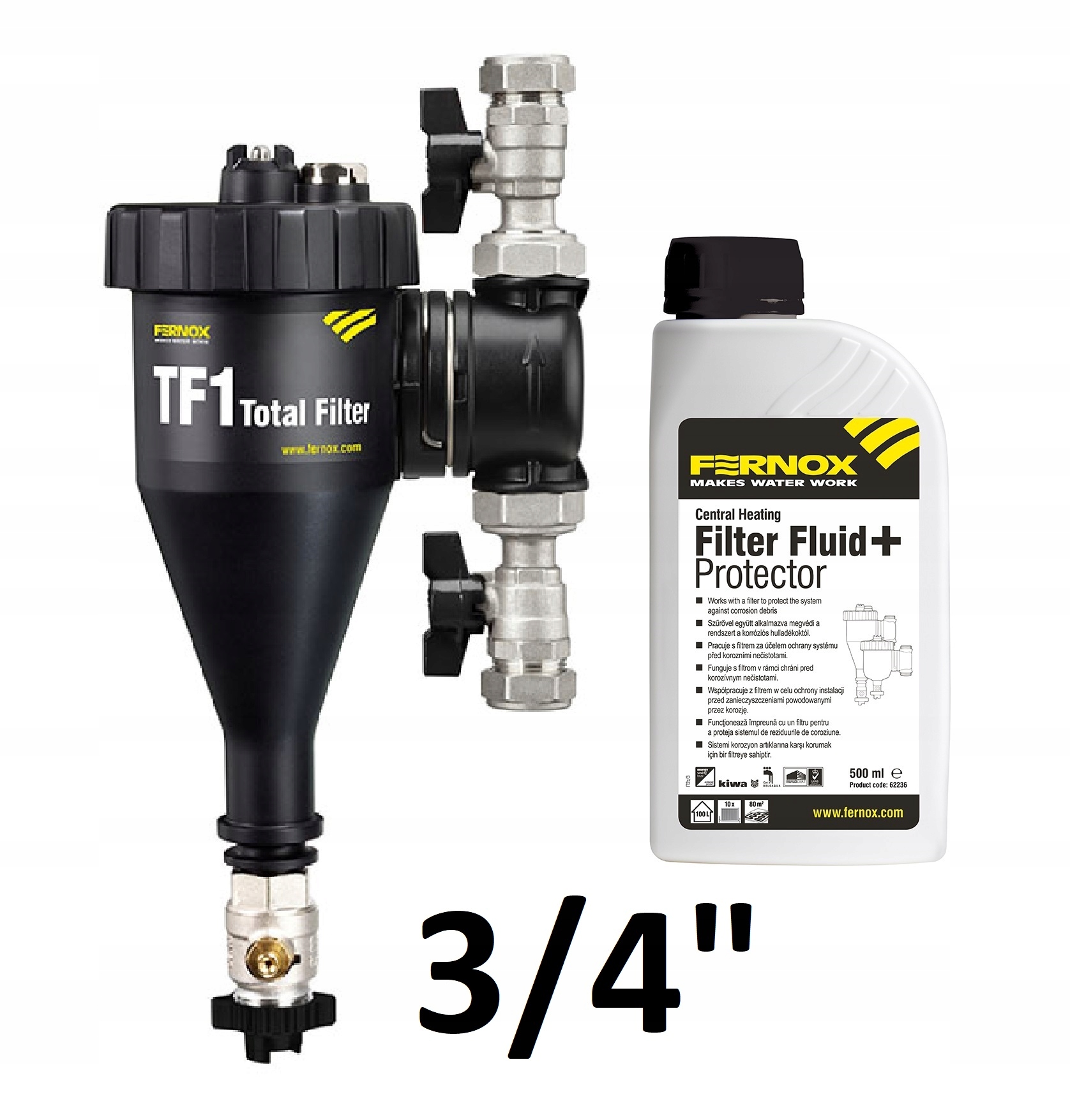 FERNOX TF1 TOTAL FILTR Magnetyczny 3/4" Płyn Filter Fluid F9 Inhibitor ...