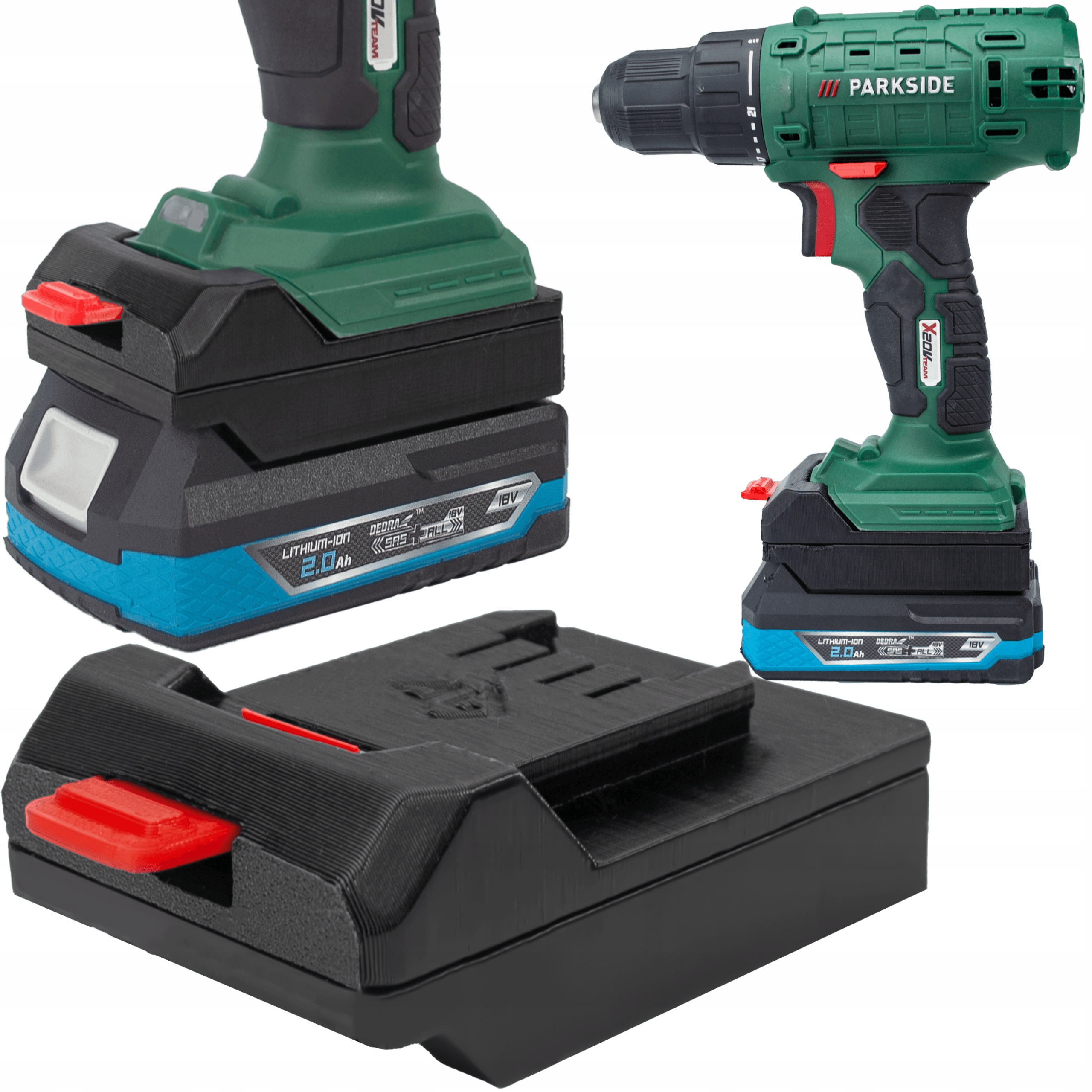 ADAPTER PRZEJŚCIÓWKA Z NARZĘDZIA PARKSIDE X20V DO BATERII DEDRA SAS+ALL ...