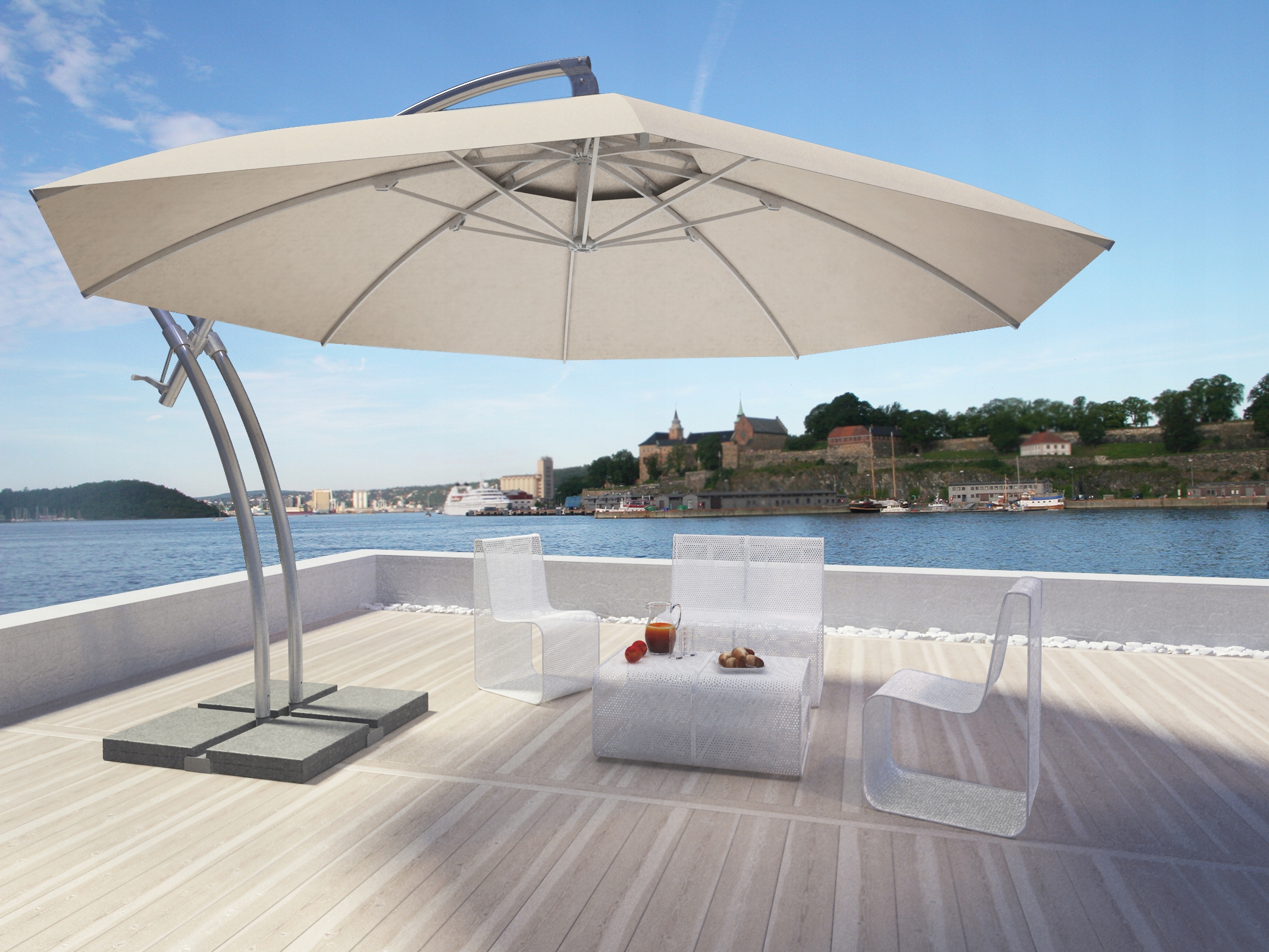 Parasol gastronomiczny ogrodowy duży z podstawą 4m (4,2m ALU) • Cena ...